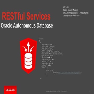 Restful Services For Your Oracle Autonomous Database Ppt