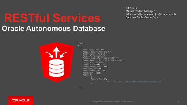 Restful Services For Your Oracle Autonomous Database Ppt