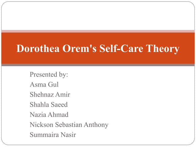 Orem's theory of nursing | PPTX