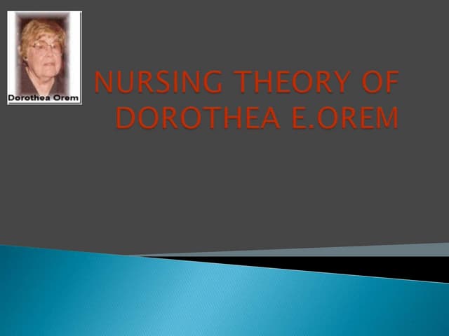 Dorothea Orem’s Theory; Self Care Deficit Theory | PPTX
