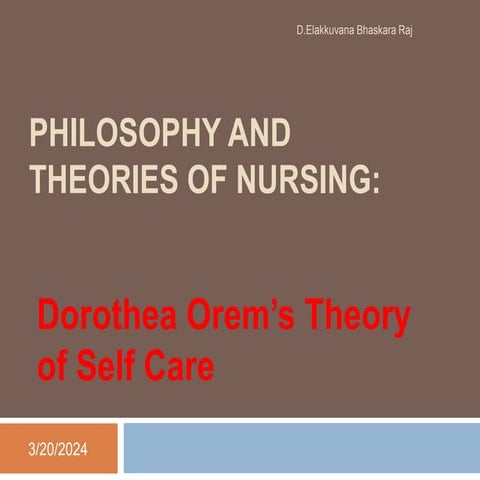 OREMS self care deficit THEORY for nursing students | PPTX