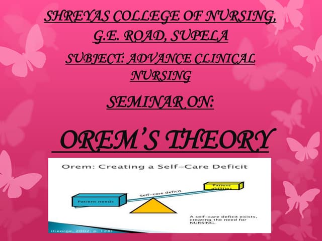Orem's theory of nursing | PPTX