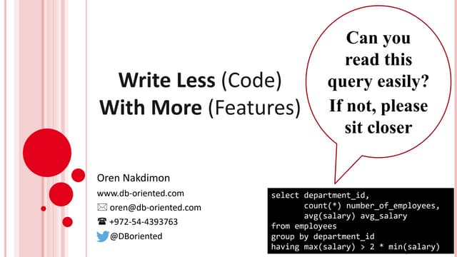 Write Less Code With More Features Ukoug 22 Pdf Databases