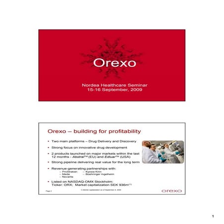 Orexo 090915 Presentation Nordea | PDF