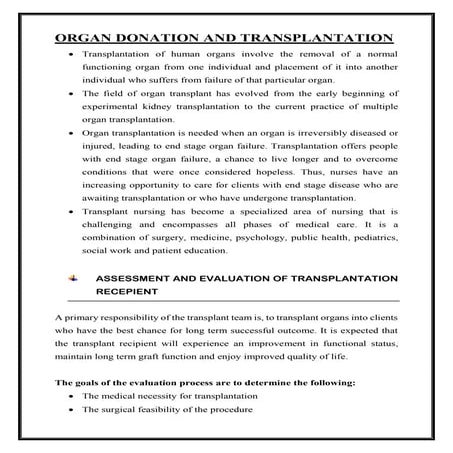 Organ donation and transplantation | PDF