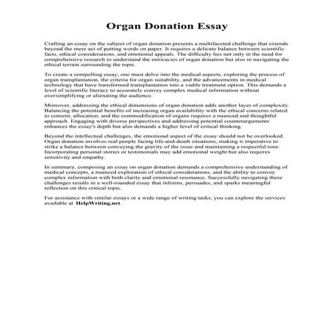 Organ Donation Essay | PDF