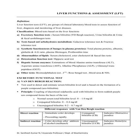 Comprehensive notes of Liver, Thyroid, and Renal Function Tests | PDF
