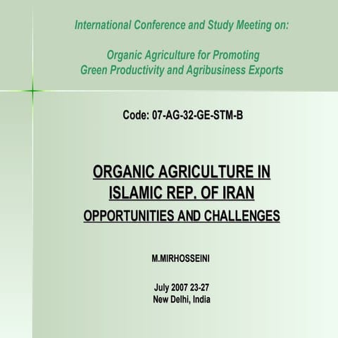 organic agriculture in Iran | PPT