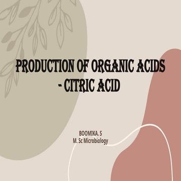 Organic acids-Citric acid production ppt | PPTX