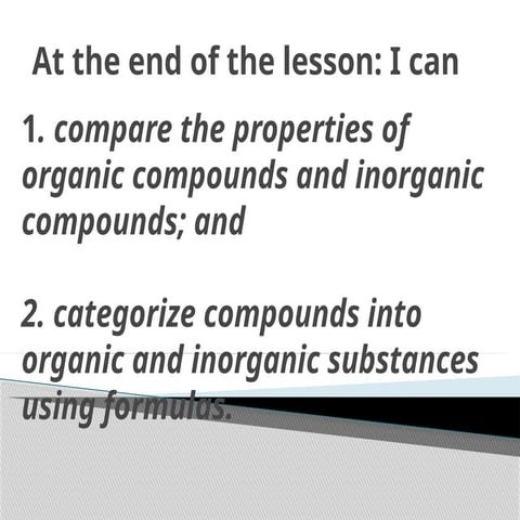 organic and inorganic compounds for General Chemistry 1 | PPT