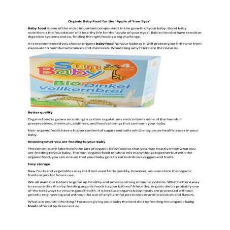 Organic Baby Food | DOCX