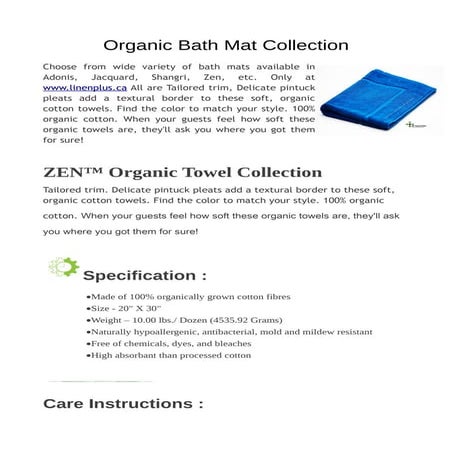 Organic bath mat collection | PDF