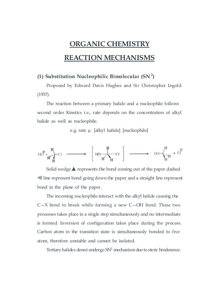 Organic chemistry reaction mechanisms Organic chemistry reaction mechanisms