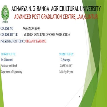 Organic Farming and its Principles | PPT