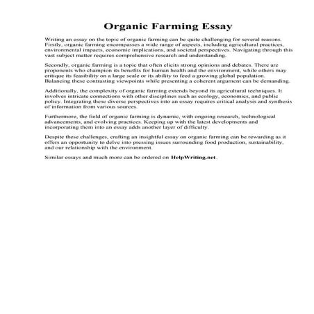 Organic Farming Essay | PDF