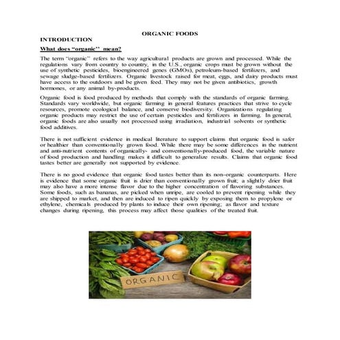 Organic food | DOCX | Food & Drink