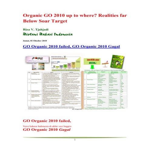 Go Organic 2010 fail, Go Organic Gagal | PDF