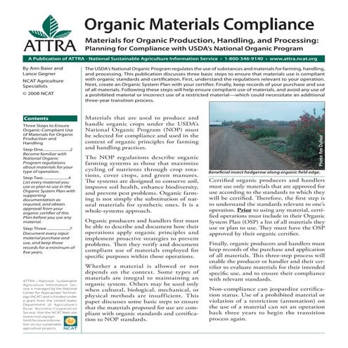 National Organic Program Compliance Checklist for Producers | PDF