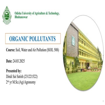 Types of Organic pollutants and its effects on environment | PPTX