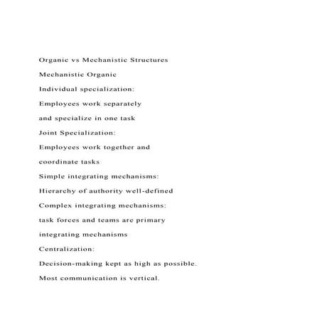 Organic vs Mechanistic StructuresMechanistic OrganicIn.docx