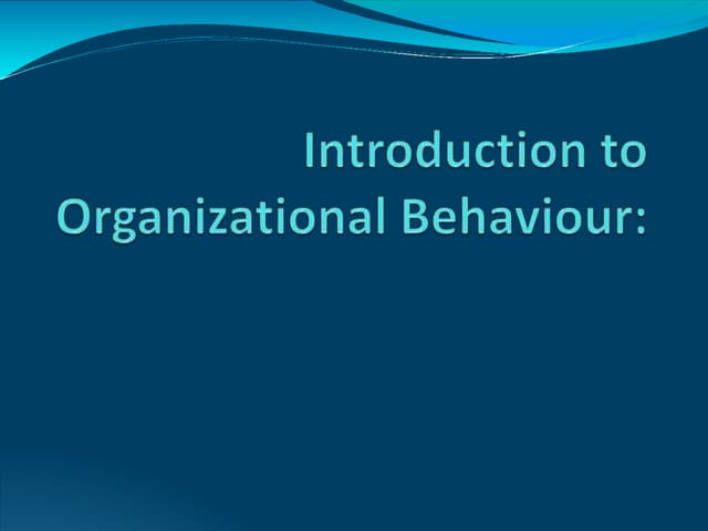 Chapter 1 Organizational Behaviour | PPTX