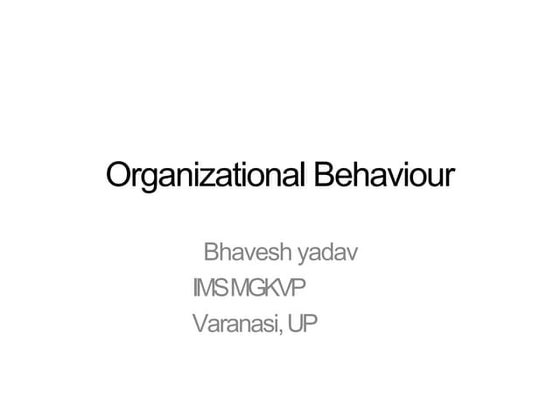 Models of Organisational Behaviour | PPT