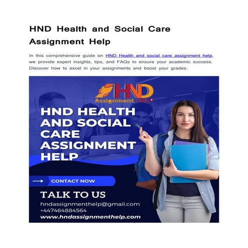HND Health and Social Care Assignment Help | PDF