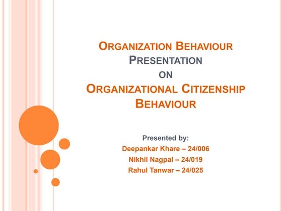 Organisational citizenship behaviour | PPT