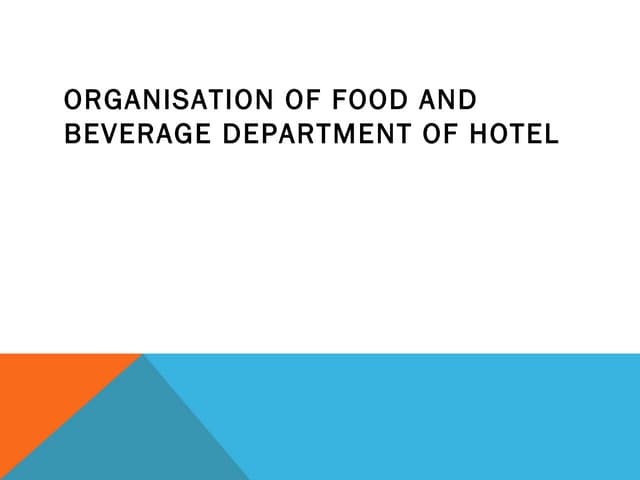 ROLES AND RESPONSIBILITIES OF FOOD AND BEVERAGE PERSONNEL | PPTX