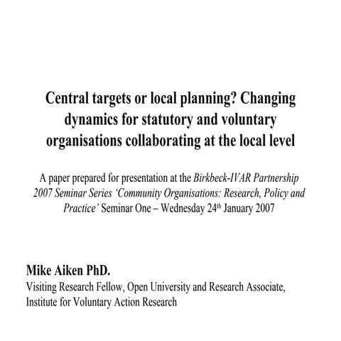 Organisations Collaborating At The Local Level | PPT