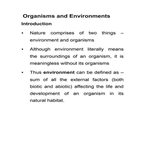 Organisms and Environment - Part I | DOC