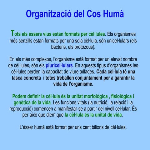 Organització del cos humà 3r eso | PPT