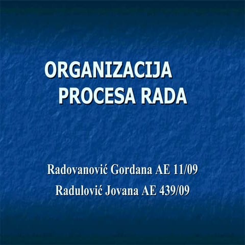 Organizacija procesa rada | PPT
