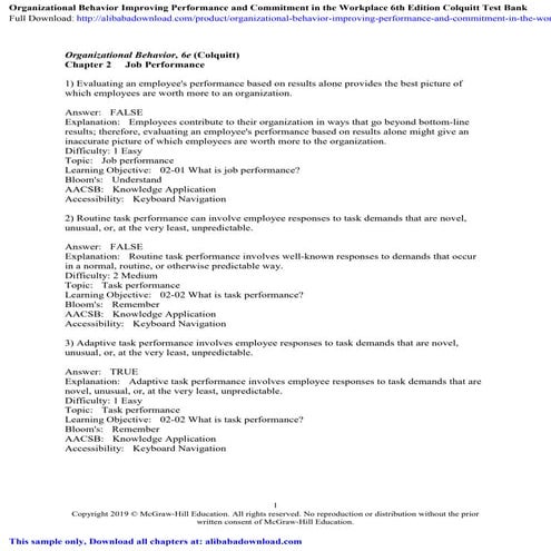 Organizational Behavior Improving Performance and Commitment in the ...