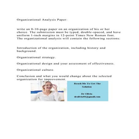 Organizational Analysis Paperwrite an 8-10-page paper on an.docx