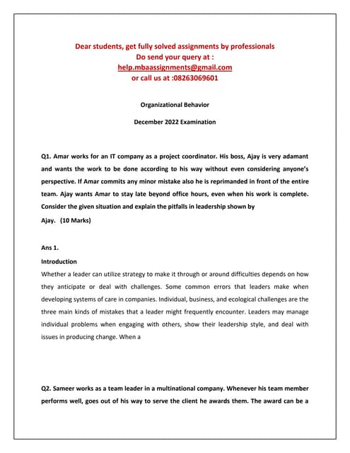 Lessons For "Undercover" Bosses - Organization Behavior (Case Study) | PPTX | Executive ...