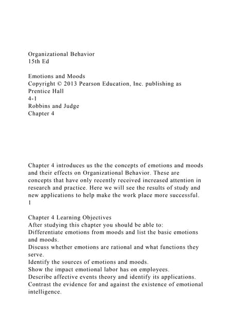 Emotions And Moods - Organizational Behavior - Psychology | PPT