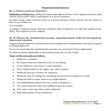 Organizational behavior final exam | PDF