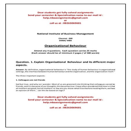 Bba102 –organization behaviour | DOCX