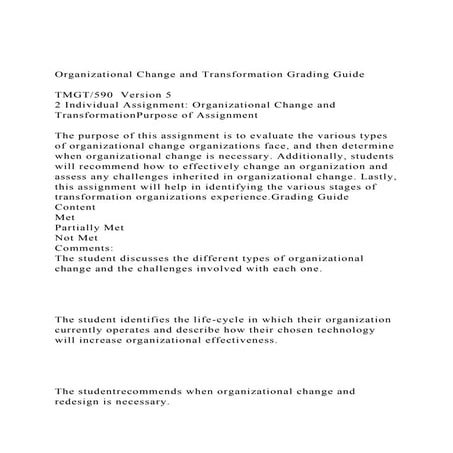 Organizational Change and Transformation Grading GuideTMGT5.docx