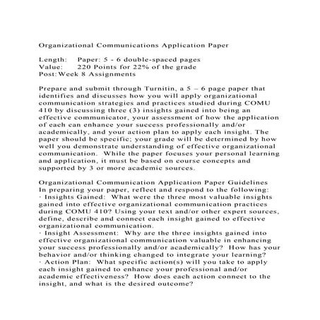Organizational Communications Application PaperLength Paper.docx