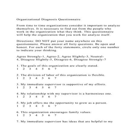 Organizational Diagnosis QuestionnaireFrom time to time organi.docx