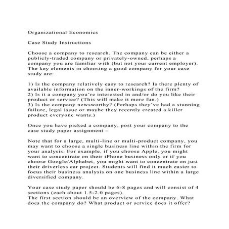 Organizational EconomicsCase Study Instructions Choose a c.docx