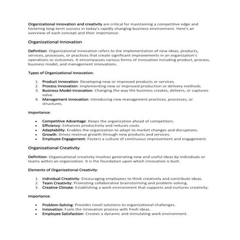 Organizational innovation and creativity.docx