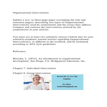 Organizational InterventionsSubmit a two- to three-page paper .docx
