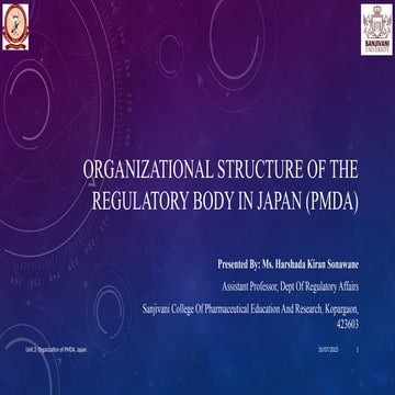 Organizational structure of the Regulatory body in Japan (PMDA).pptx