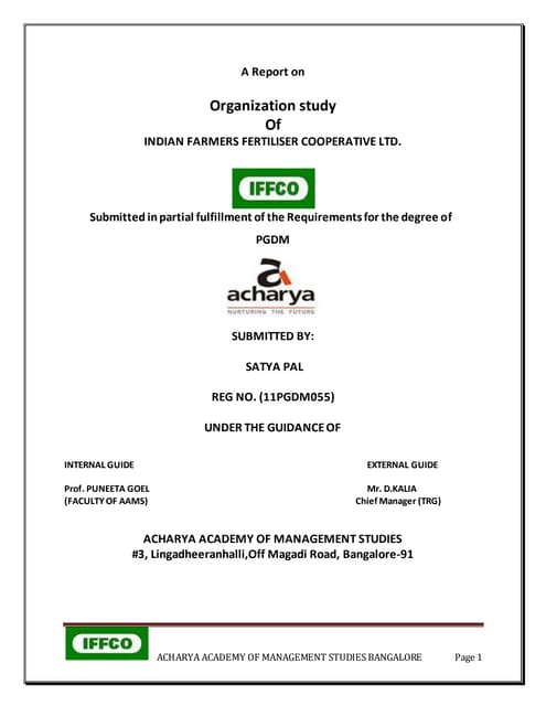 Presentation on iffco | PPTX | Agriculture | Industries