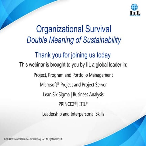 Organizational Survival: Double Meaning of Sustainability | PPT