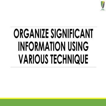 Techniques in organizing information | PPTX
