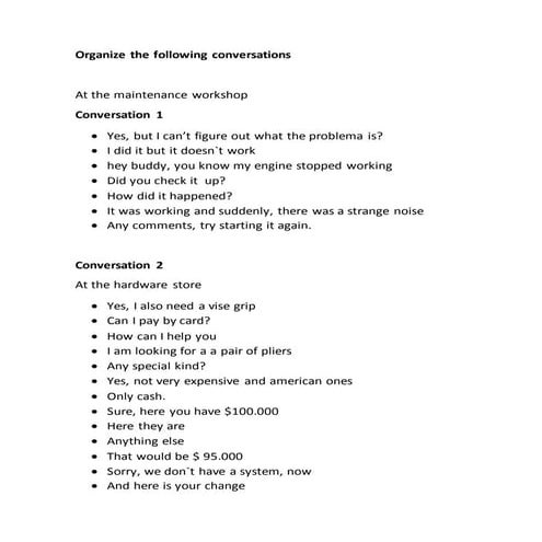 Organize the following conversations | DOCX